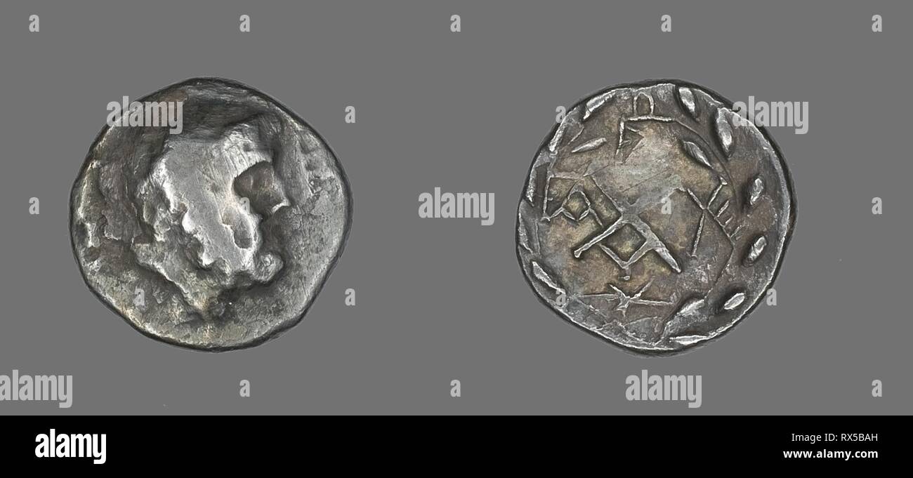 Hemidrachm (Coin) Depicting the God Zeus Amarios. Greek, minted in Elis ...