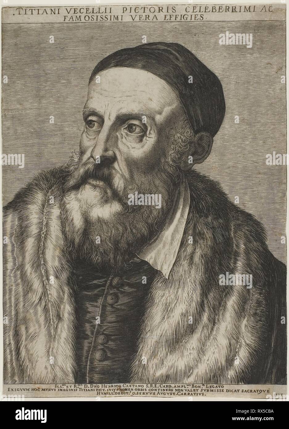 Portrait of Titian. Agostino Carracci (Italian, 1557-1602); after a ...