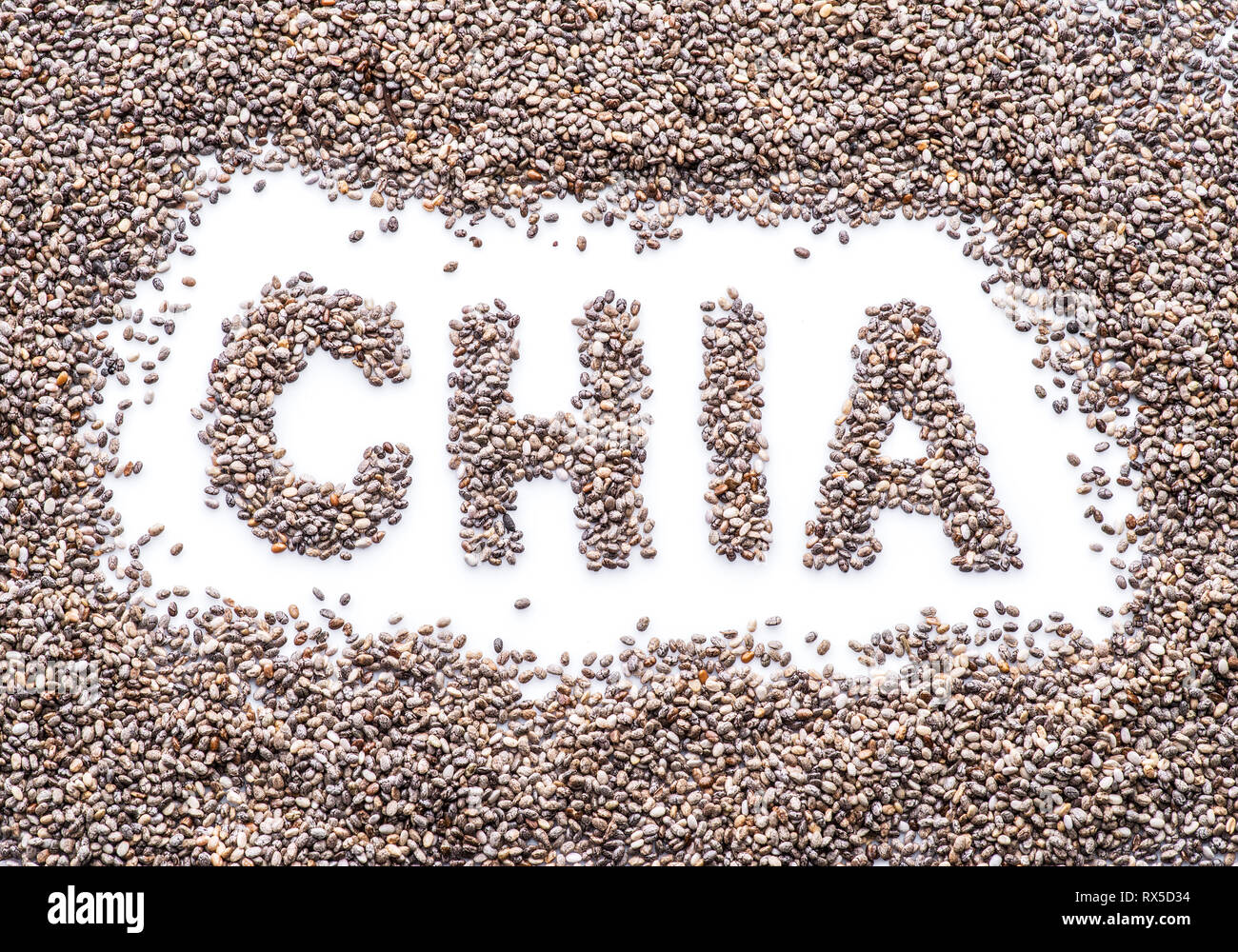 Chia word made up of chia seeds isolated on white background Stock ...