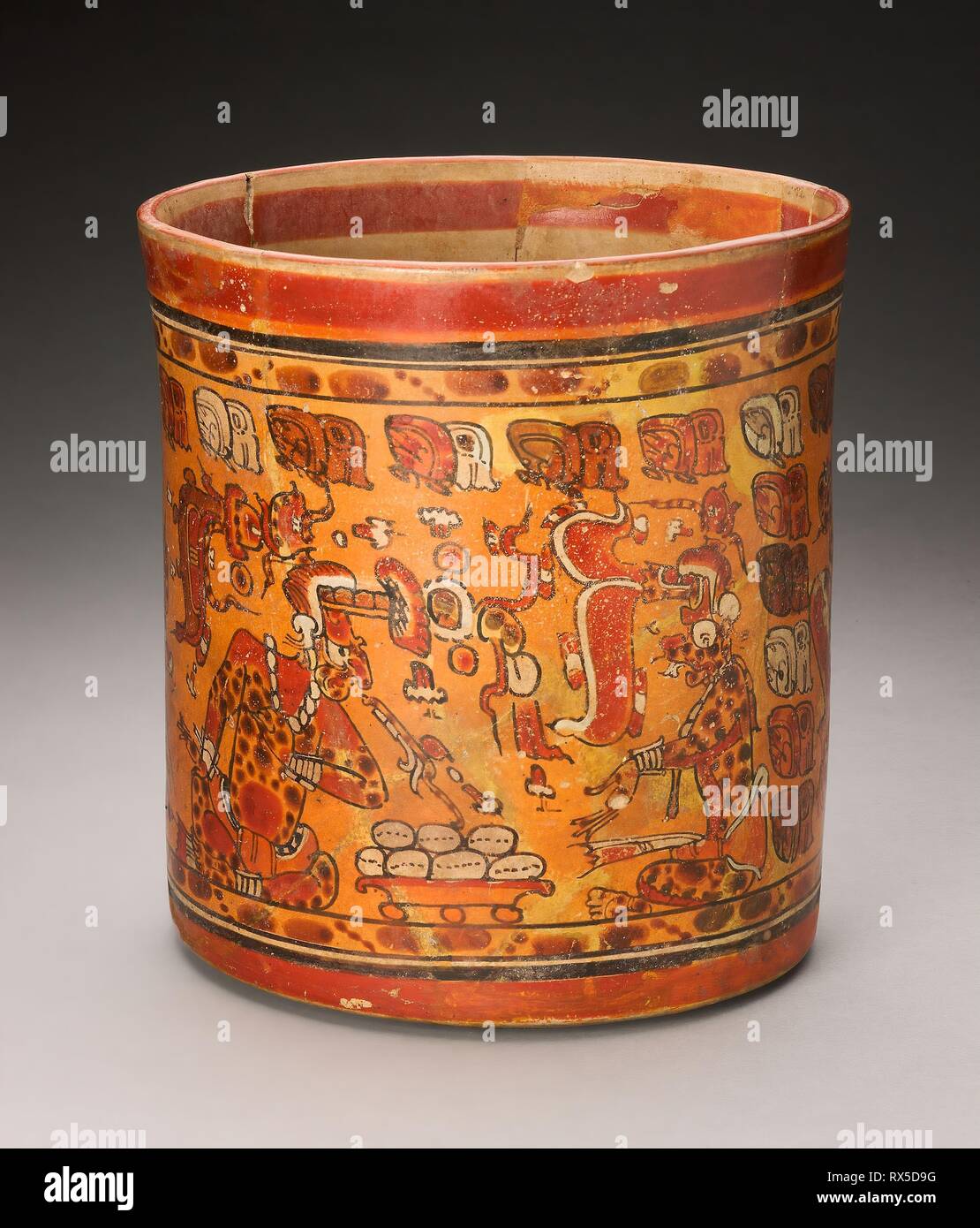 Vessel Depicting K'awiil (God K) and Itzamna Exchanging Gifts. Late ...