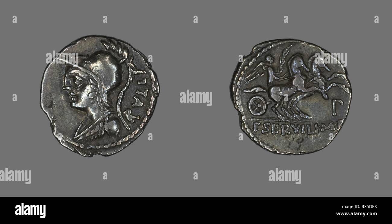 Denarius (Coin) Depicting the Goddess Minerva. Roman. Date: 100 BC ...