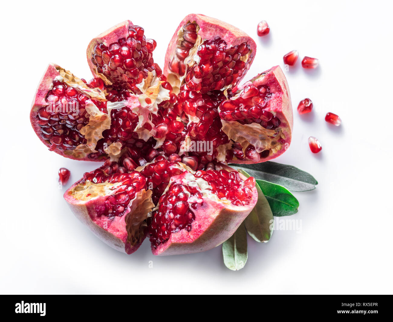 Pomegranate top view Cut Out Stock Images & Pictures - Alamy