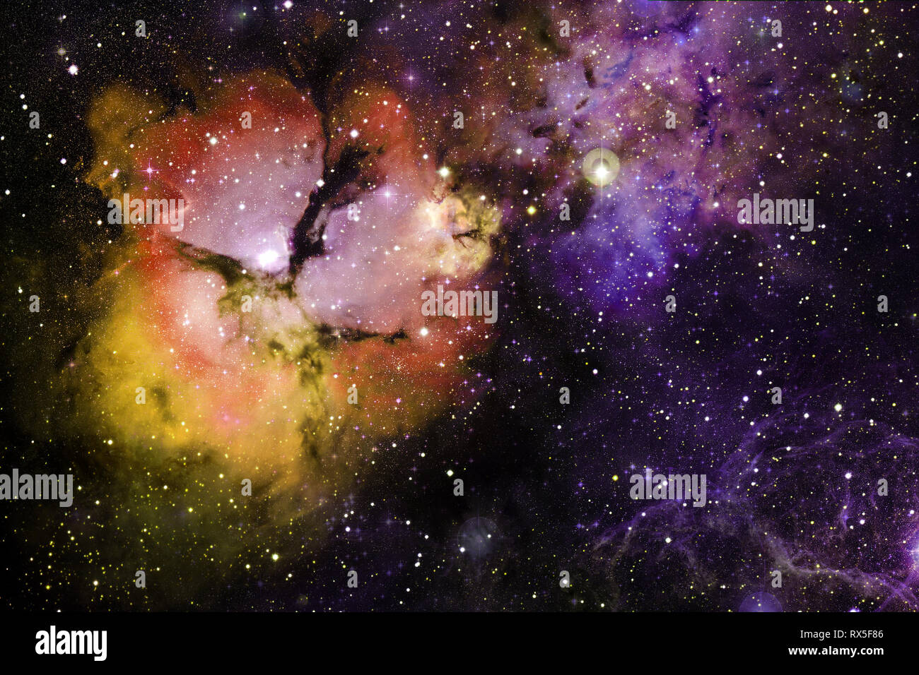 Cosmic landscape, colorful science fiction wallpaper with endless outer ...