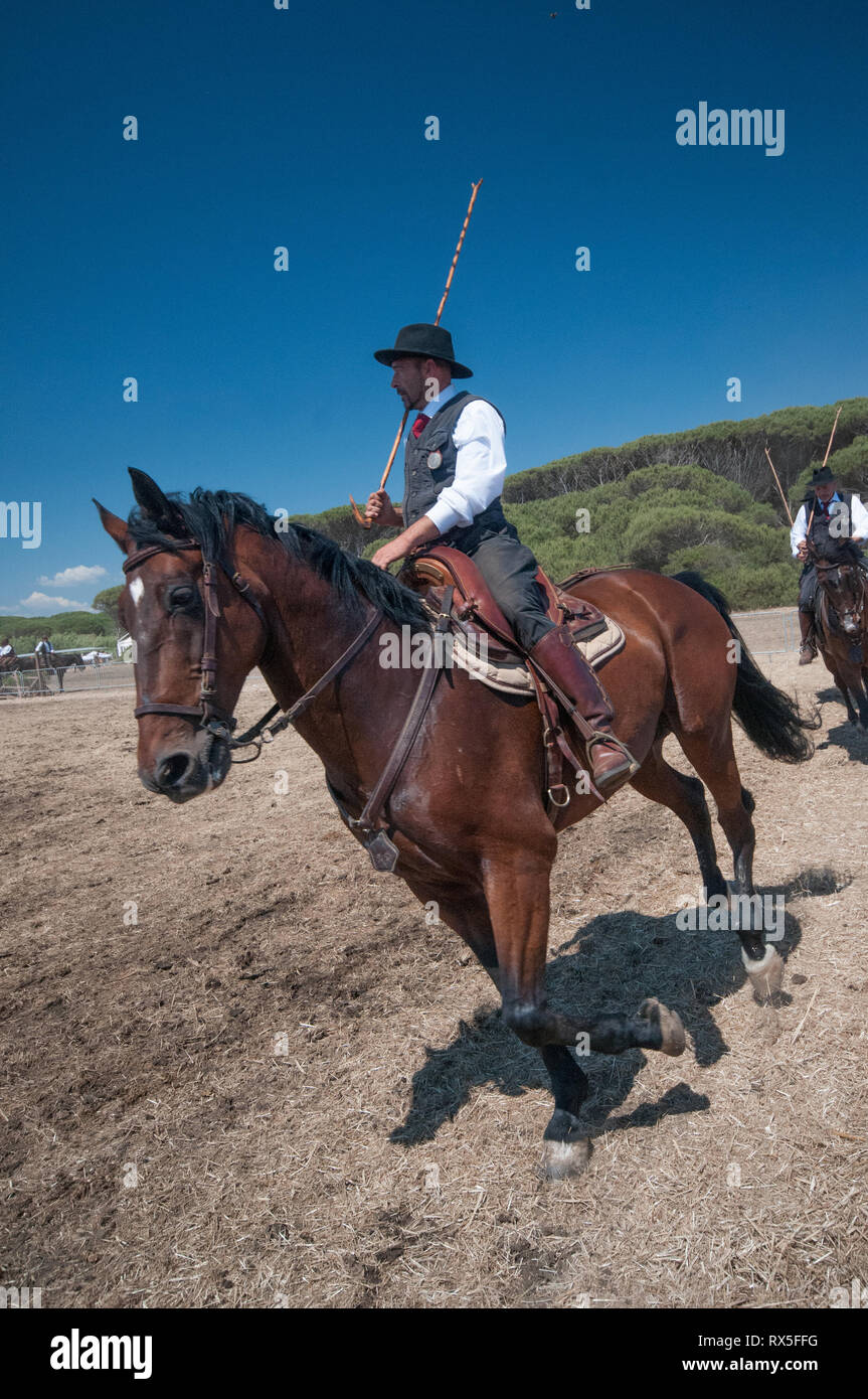 Europe, Italy, Latium, Tarquinia, Game Fair, Italian cowboy, butteri ...