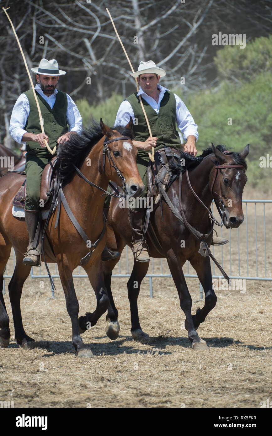Europe, Italy, Latium, Tarquinia, Game Fair, Italian cowboy, butteri ...