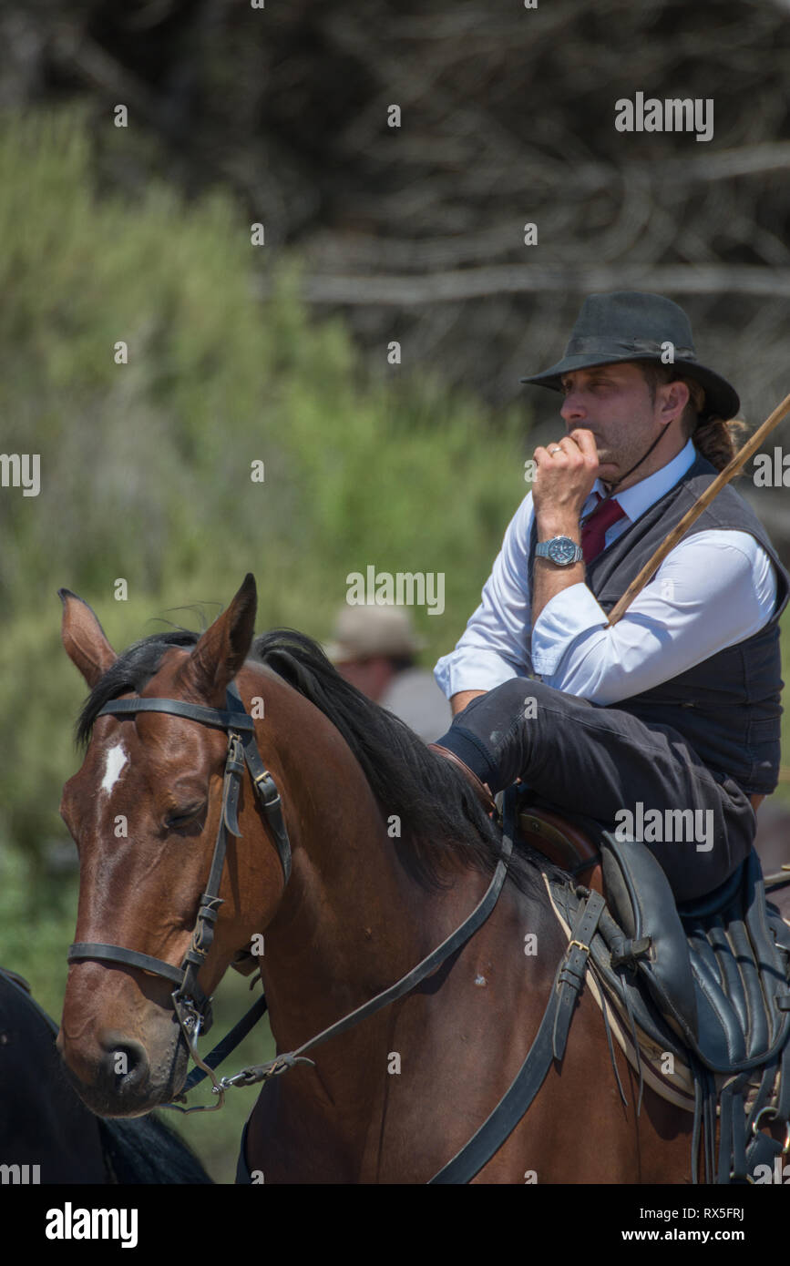 Europe, Italy, Latium, Tarquinia, Game Fair, Italian cowboy, butteri ...