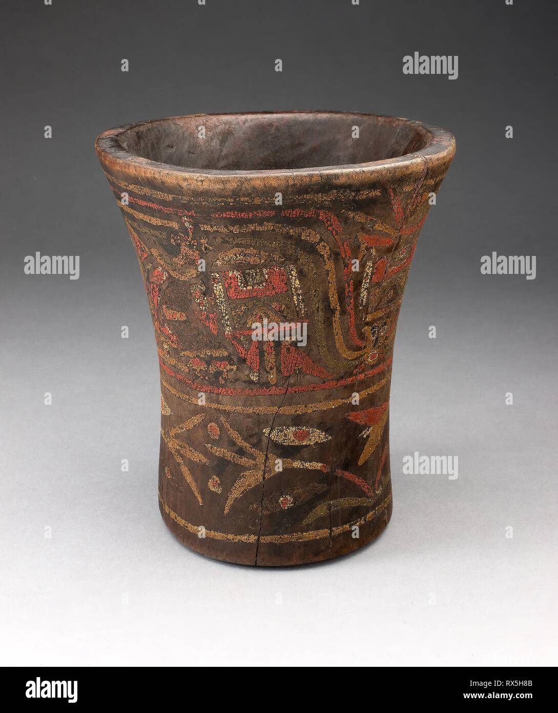 Drinking Vessel (Kero) with Floral and Animal Motifs. Colonial Inca ...