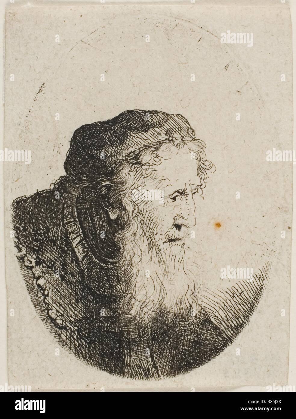 Bearded Old Man in a Skull Cap. Ferdinand Bol; Dutch, 1616-1680. Date ...