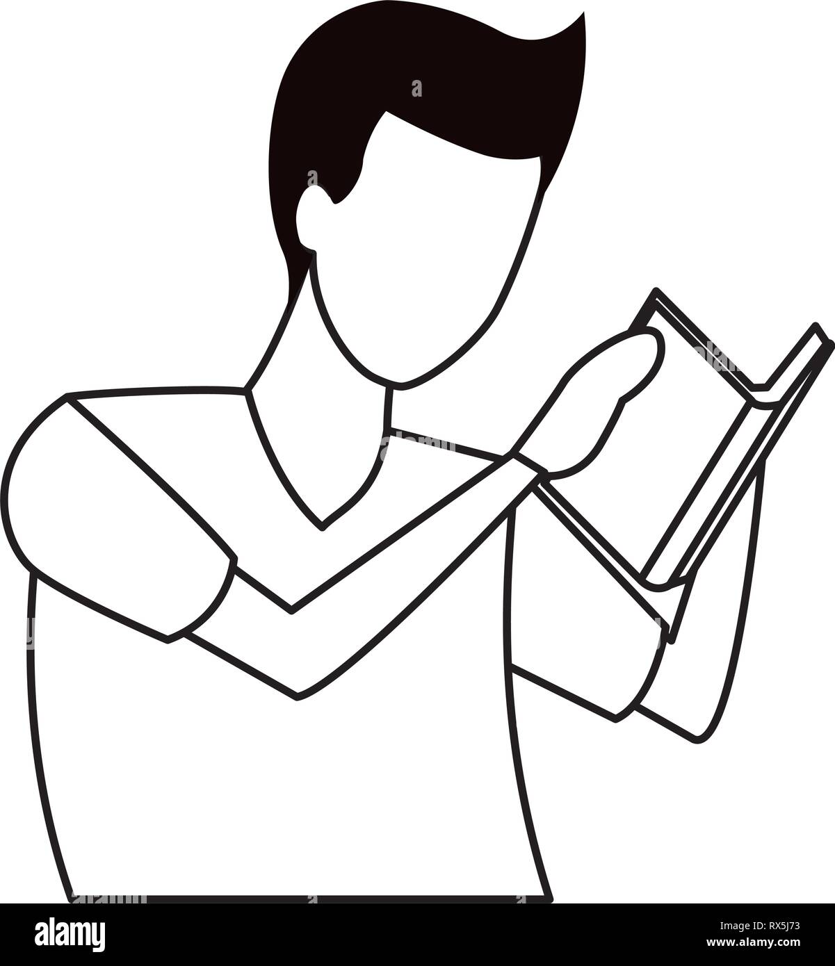 faceless man reading book in black and white Stock Vector Image & Art ...