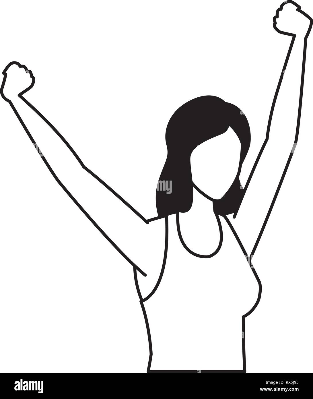 faceless girl stretching in black and white Stock Vector Image & Art ...