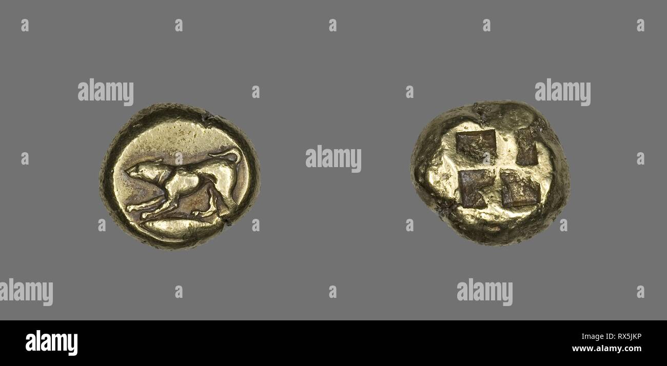Stater (Coin) Depicting a Crouching Dog. Greek. Date: 500 BC-401 BC ...