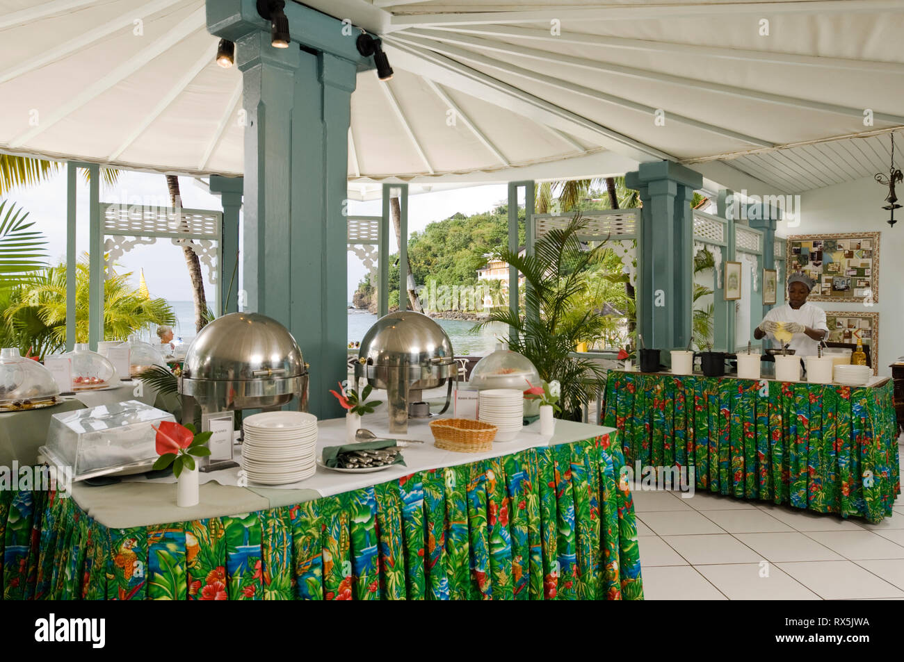 Buffet setting in hotel restaurant Stock Photo - Alamy