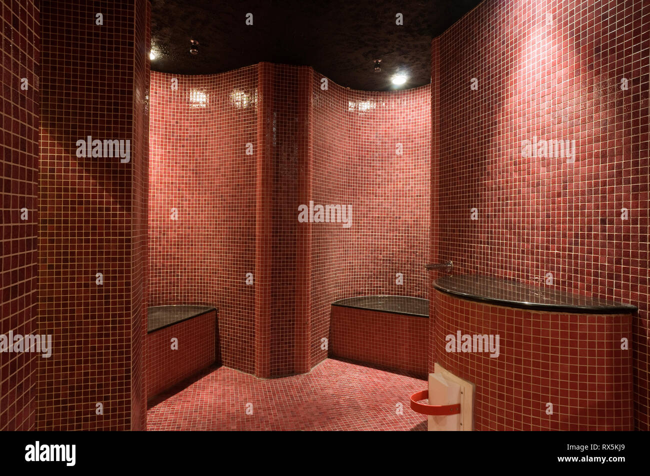 Red tiled sauna Stock Photo - Alamy