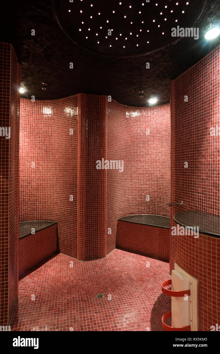 Red tiled sauna Stock Photo - Alamy
