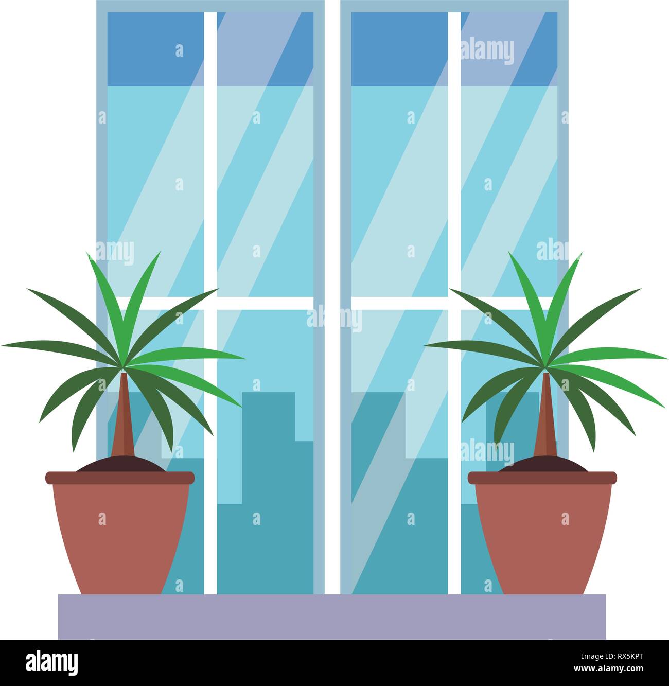 Beautiful plants on window Stock Vector Images - Alamy