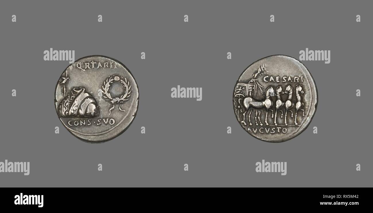 Coin Depicting a Toga, Tunic and Wreath. Roman, minted in Spain. Date ...