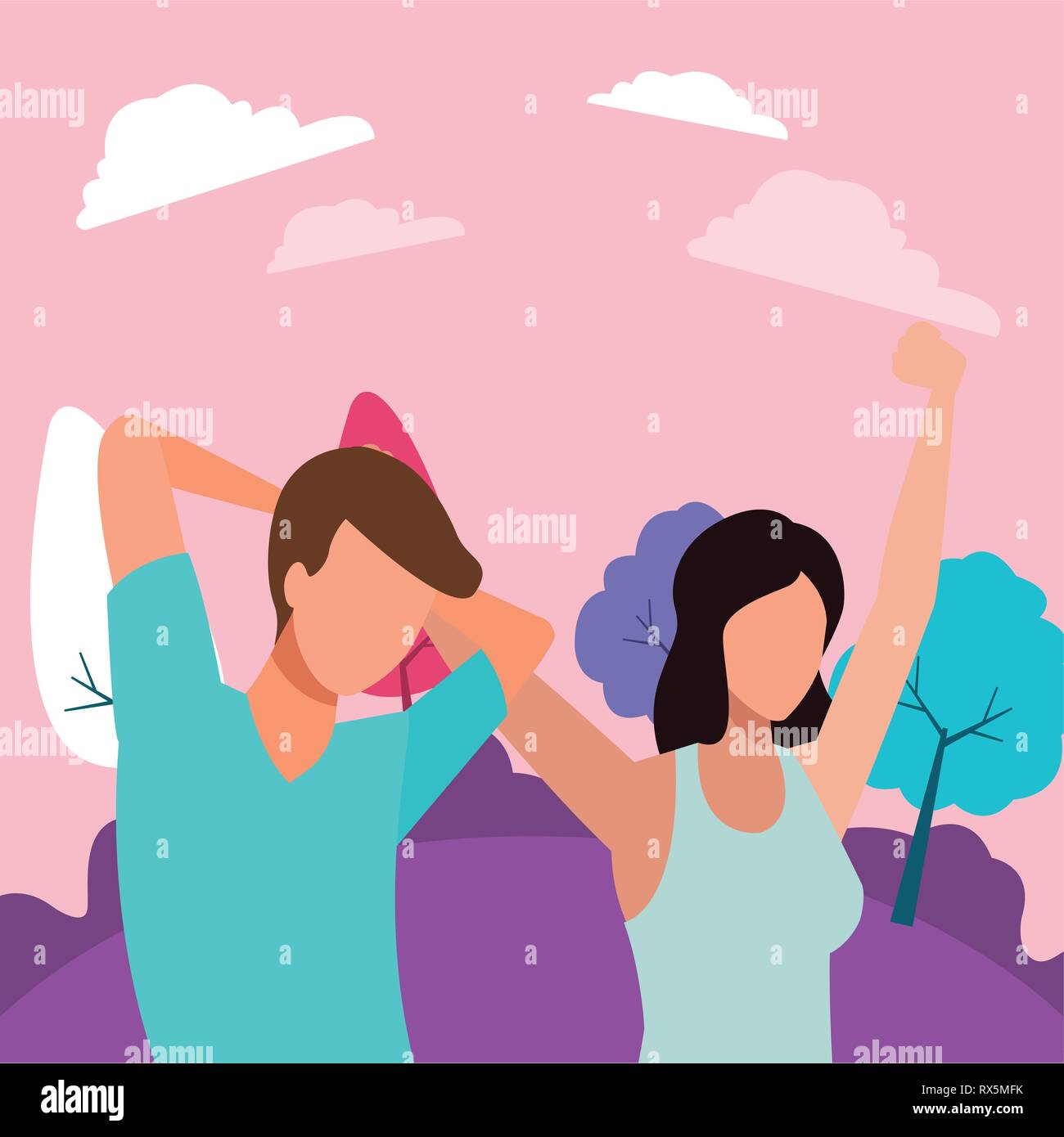 faceless couple together stretch Stock Vector Image & Art - Alamy