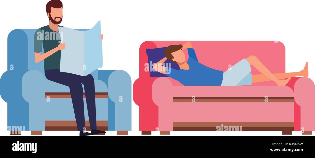 faceless men reading living room Stock Vector Image & Art - Alamy