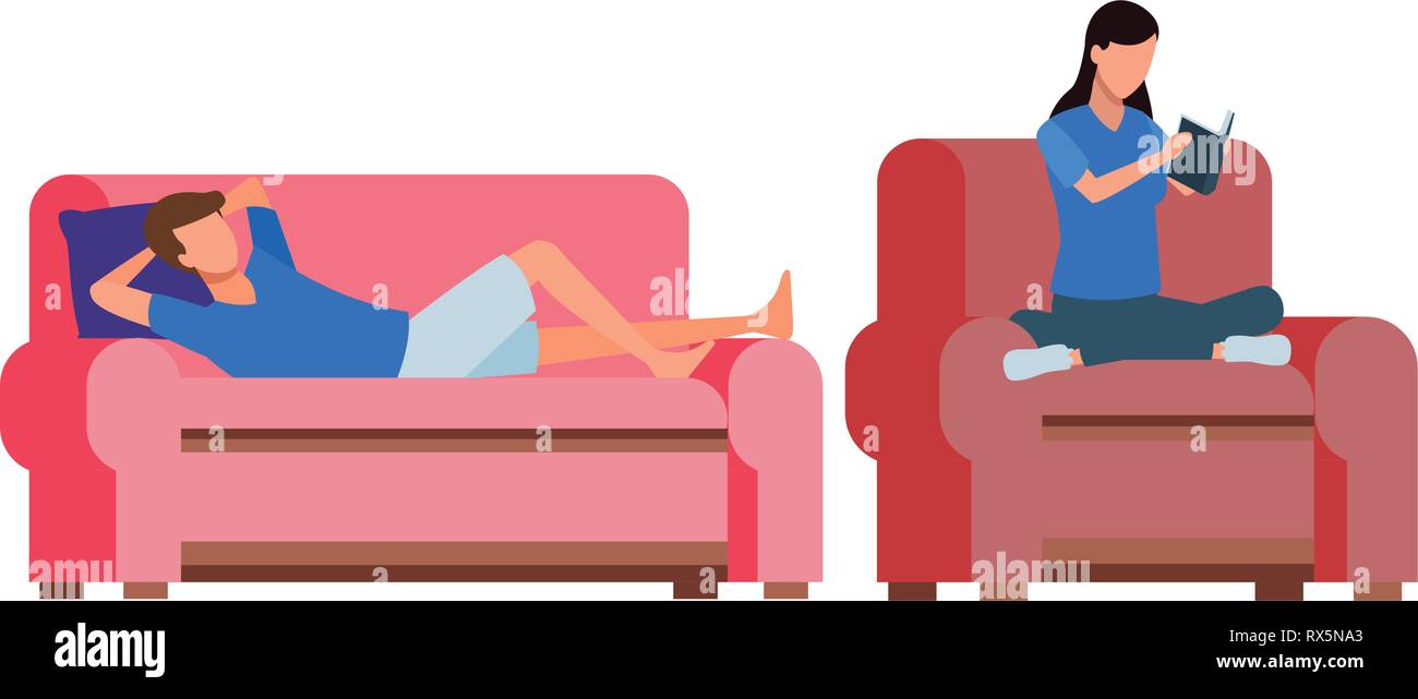 faceless people relax living room Stock Vector Image & Art - Alamy
