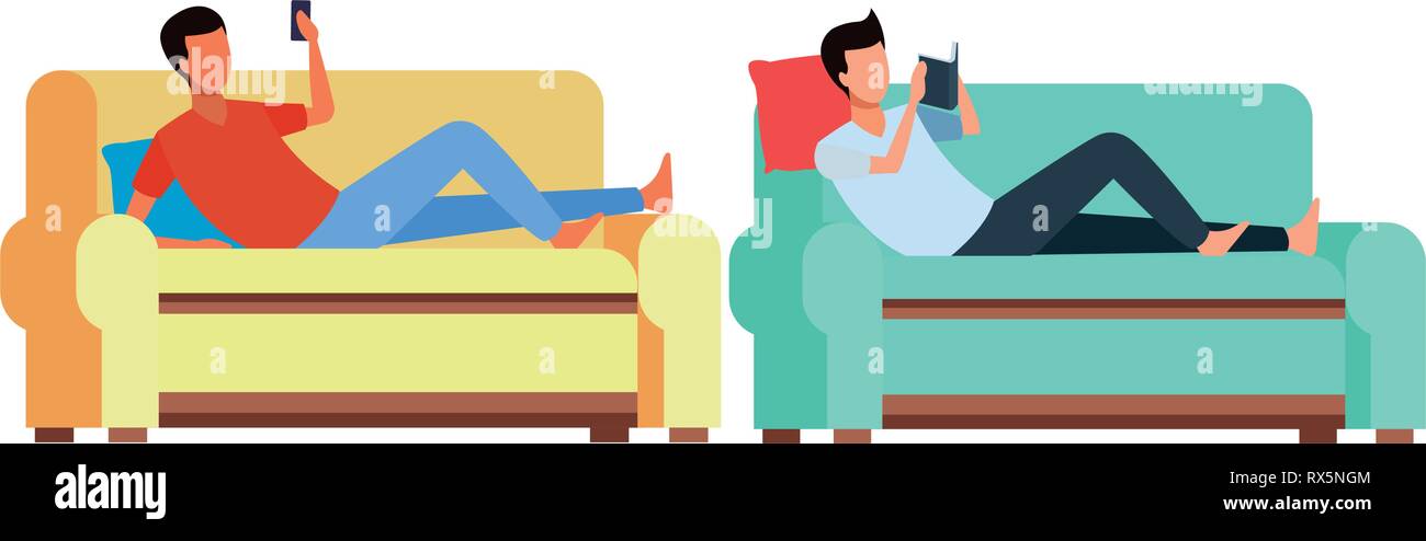 faceless men reading living room Stock Vector Image & Art - Alamy
