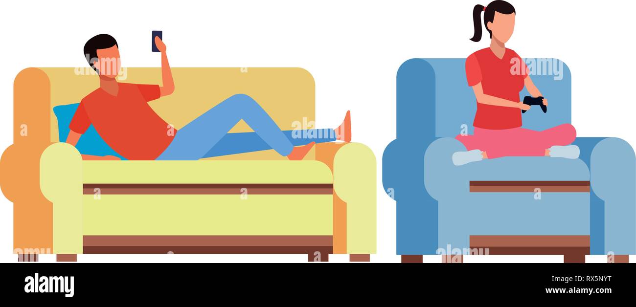 faceless couple and living room Stock Vector Image & Art - Alamy