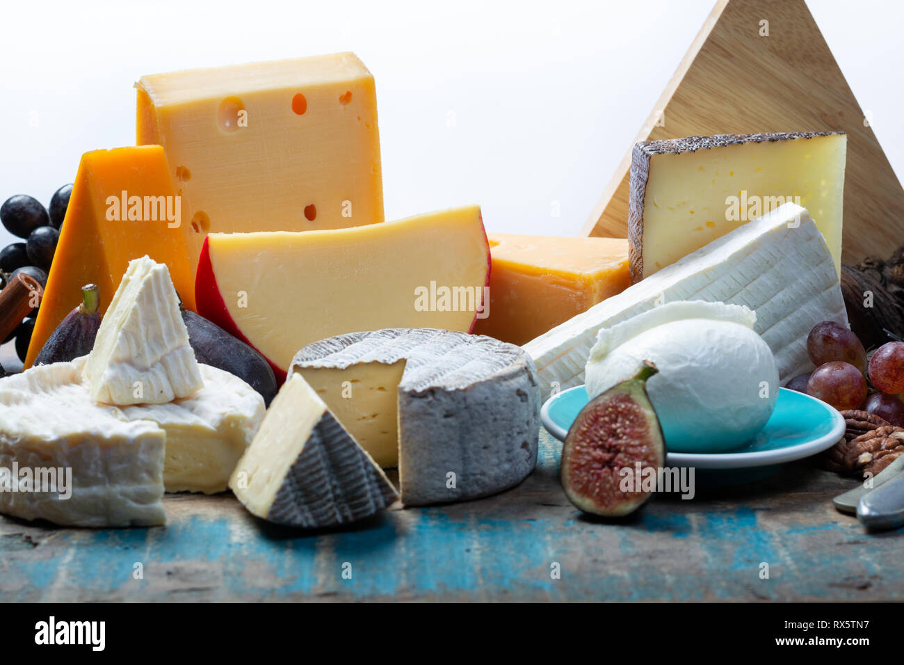 Famous European cheeses in assortment, Dutch red ball Edam and old ...