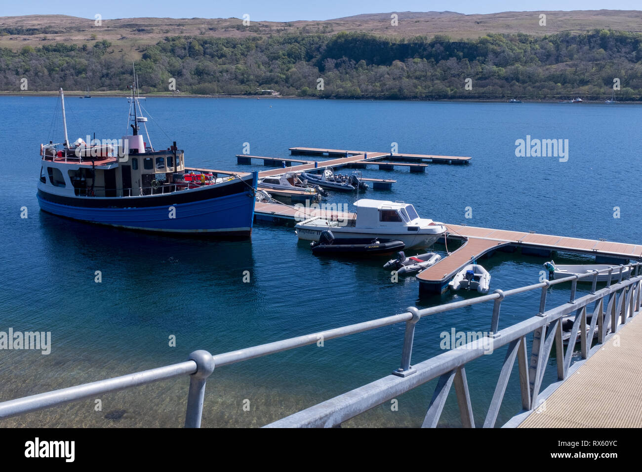 New floating pontoon pier at Lochaline harbour scottish west coast of ...