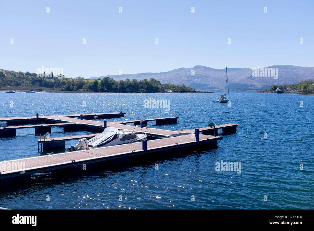 New floating pontoon pier at Lochaline harbour scottish west coast of ...