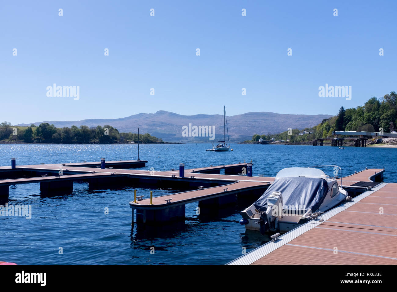 New floating pontoon pier at Lochaline harbour scottish west coast of ...