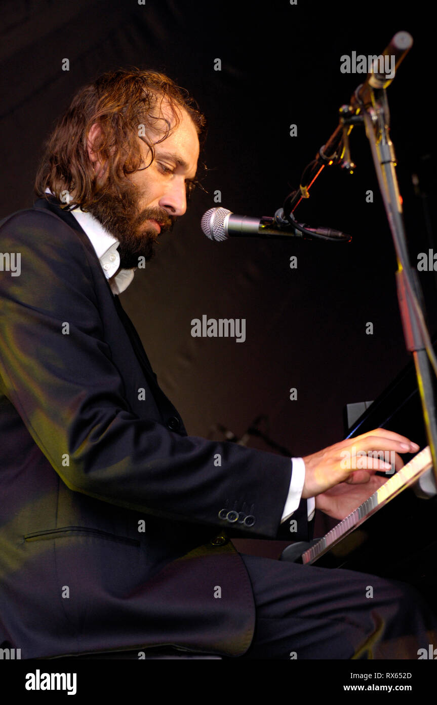Parisian artiste Sebastien Tellier and Simon Dalmais perform on th ...