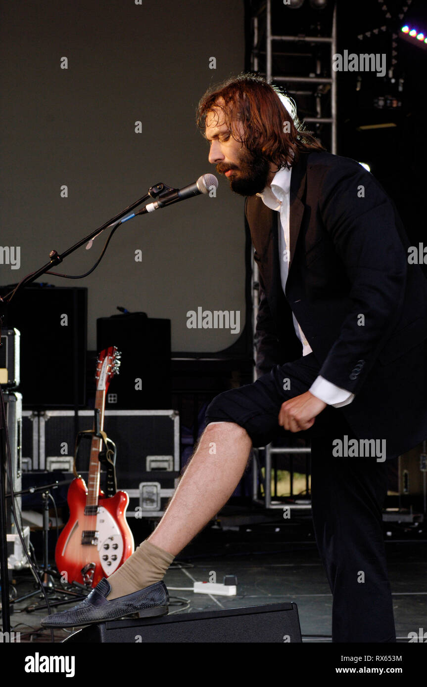 Parisian artiste Sebastien Tellier and Simon Dalmais perform on th ...