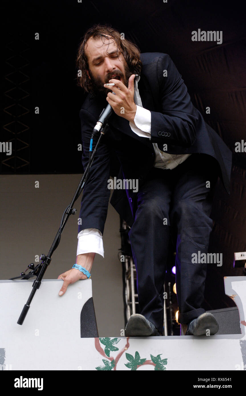 Parisian artiste Sebastien Tellier and Simon Dalmais perform on th ...