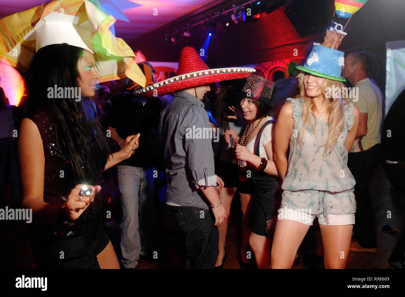 People in outrageous hats, Hat-Club @ Seone, London 26 04 2008 Stock ...