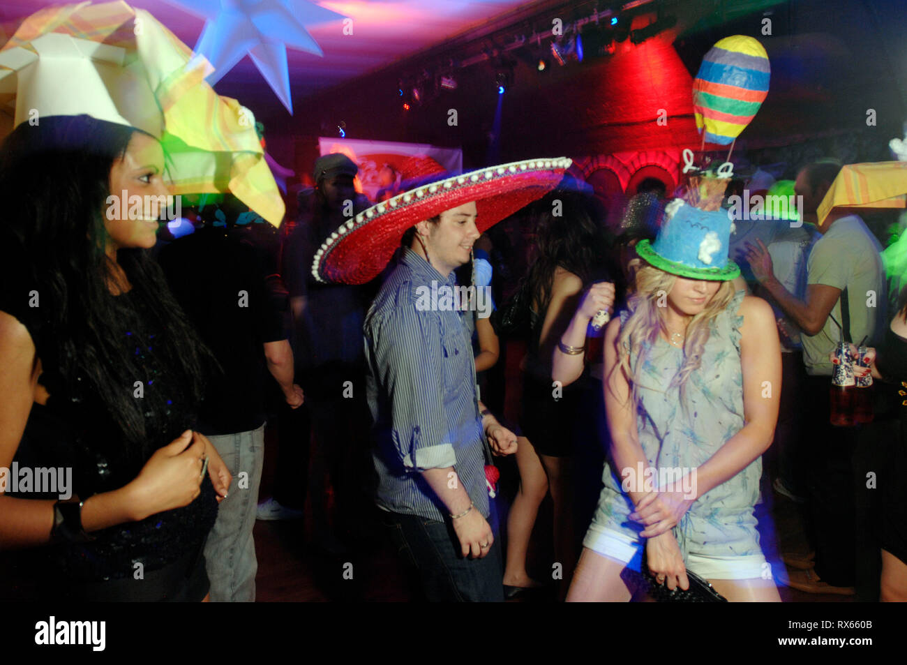 People in outrageous hats, Hat-Club @ Seone, London 26 04 2008 Stock ...