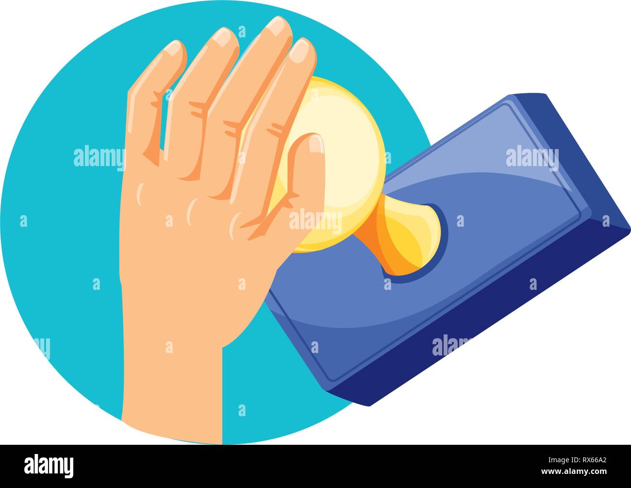 hand with rubber stamp handle vector illustration design Stock Vector ...