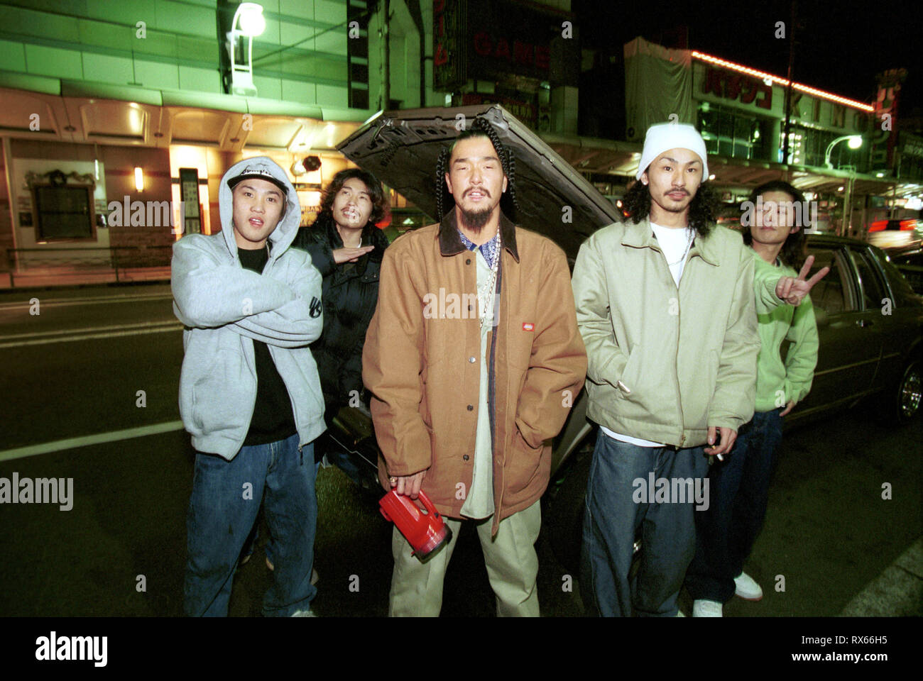 A car gang poses along the main drag in Kyoto, 2001 Stock Photo - Alamy