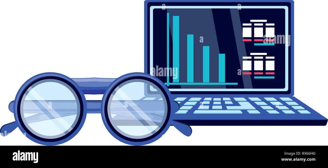 optical eyeglasses with laptop computer vector illustration design ...