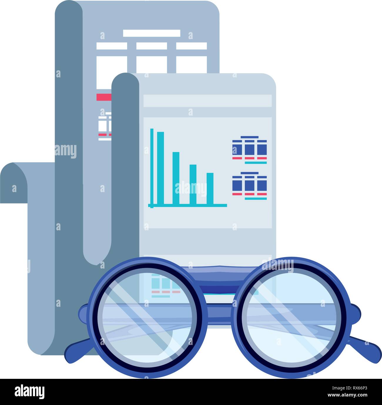 optical eyeglasses and document with infographic vector illustration ...