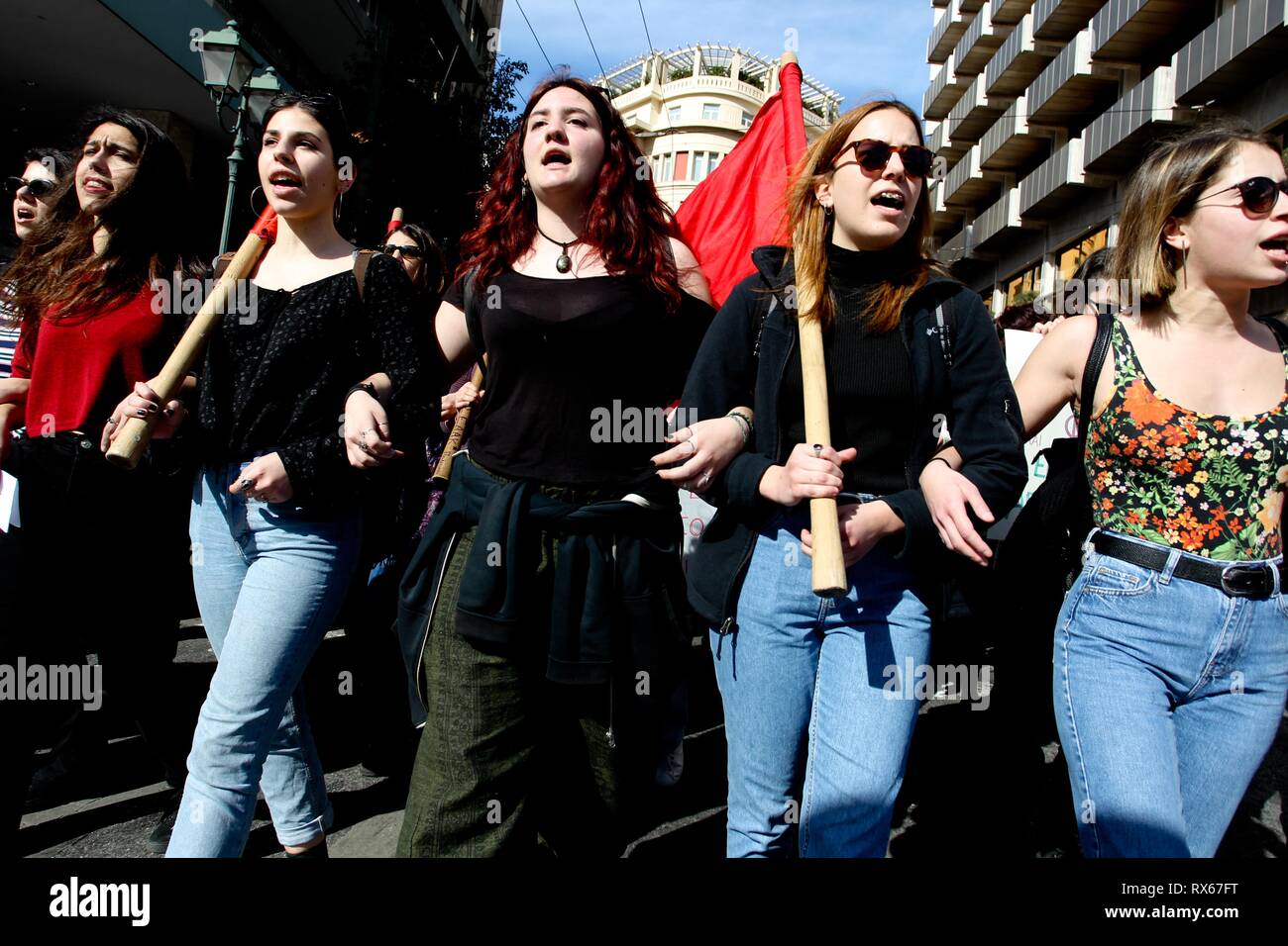 Athens, Greece. 8th Mar, 2019. View of a rally to mark the ...