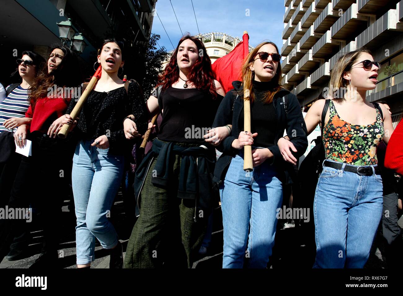 Athens, Greece. 8th Mar, 2019. View of a rally to mark the ...