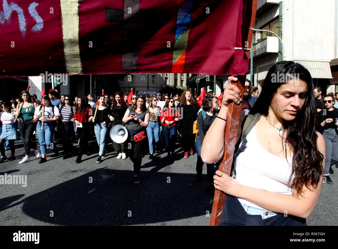 Athens, Greece. 8th Mar, 2019. View of a rally to mark the ...