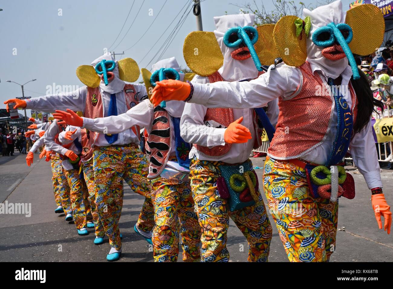 March 2, 2019 - Barranquilla, Colombia - Marimonda dancers of el Barrio ...