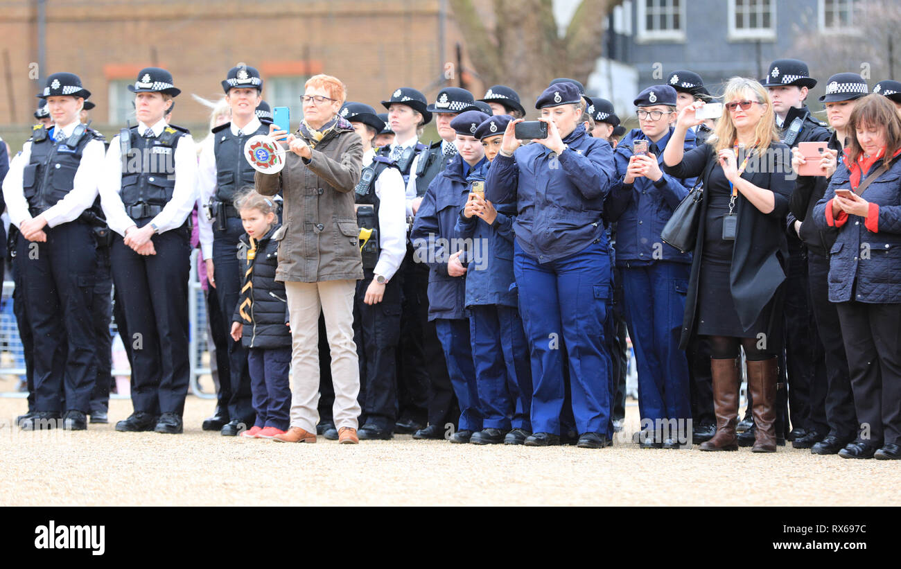 London, UK, 8th Mar 2019. The women officers celebrate with speeches in ...