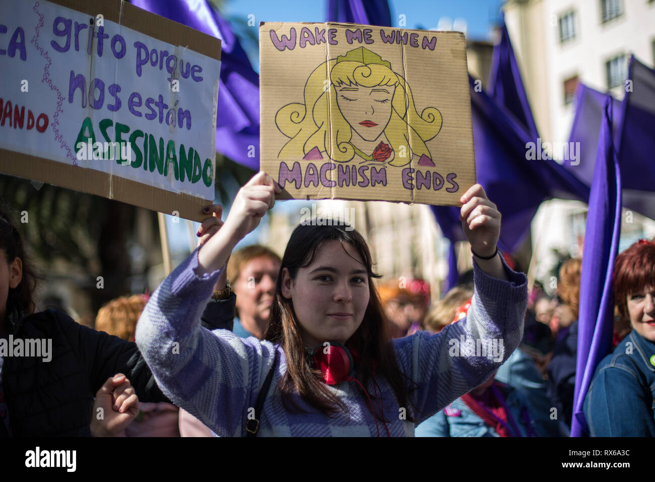 San Sebastian, Basque Country, Spain. 8th Mar, 2019. A woman seen ...