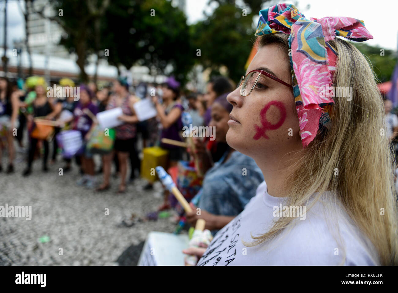 Curitiba, Brazil. 08th Mar, 2019. Hundreds of demonstrators took to the ...