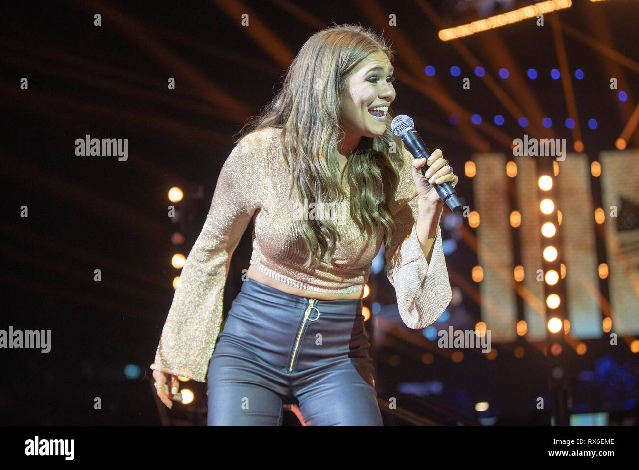 London, UK. 8th March 2018. Abby Anderson performing on the Spotlight ...