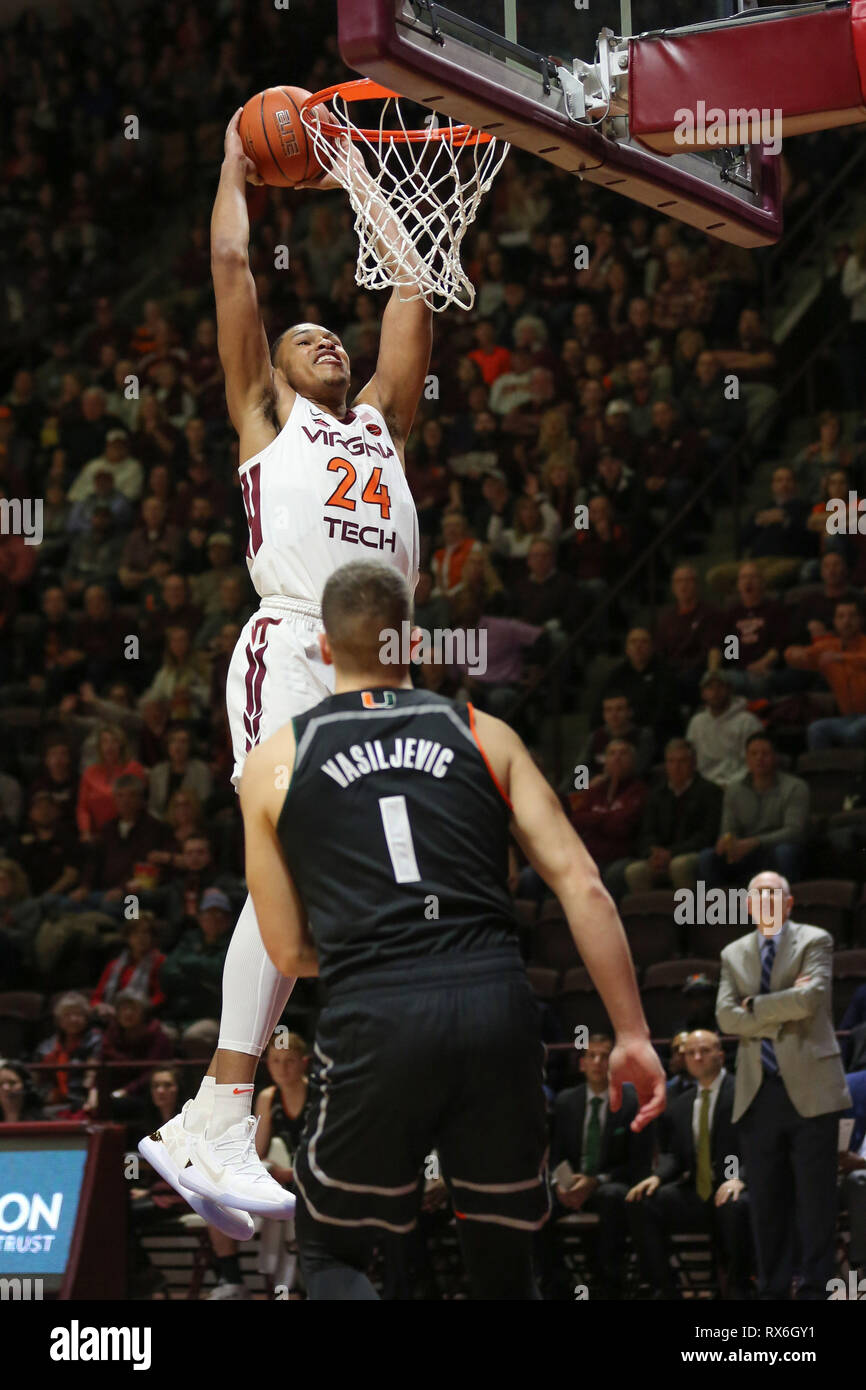 Cassell Coliseum Blacksburg, VA, USA. 8th Mar, 2019. Virginia Tech ...