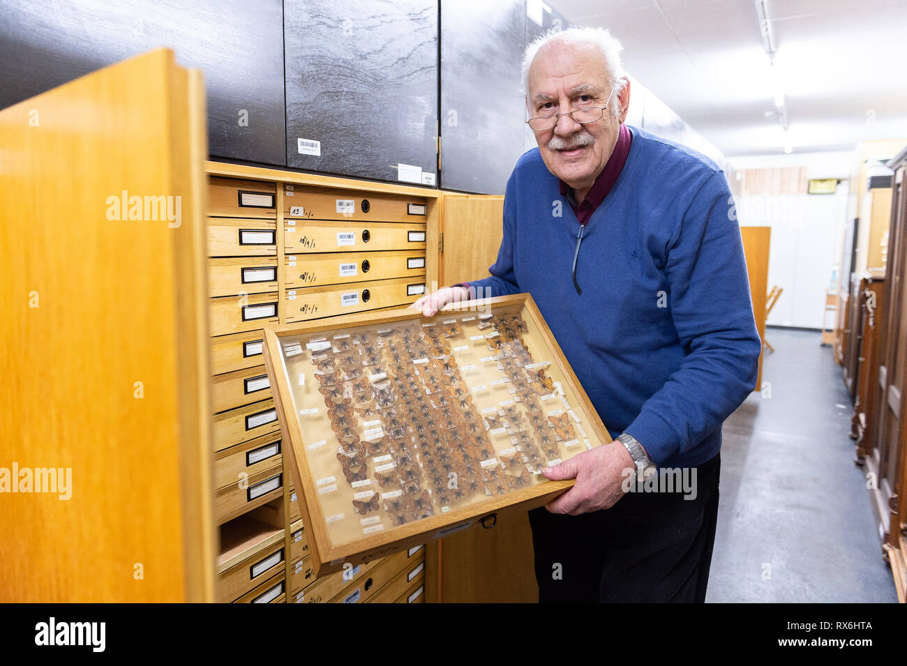 Wiesbaden, Germany. 15th Feb, 2019. Peter Mischler, an honorary museum ...