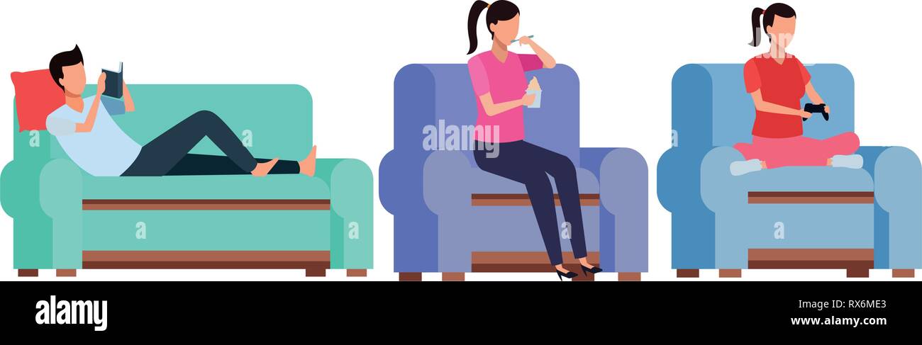 faceless people relax living room Stock Vector Image & Art - Alamy