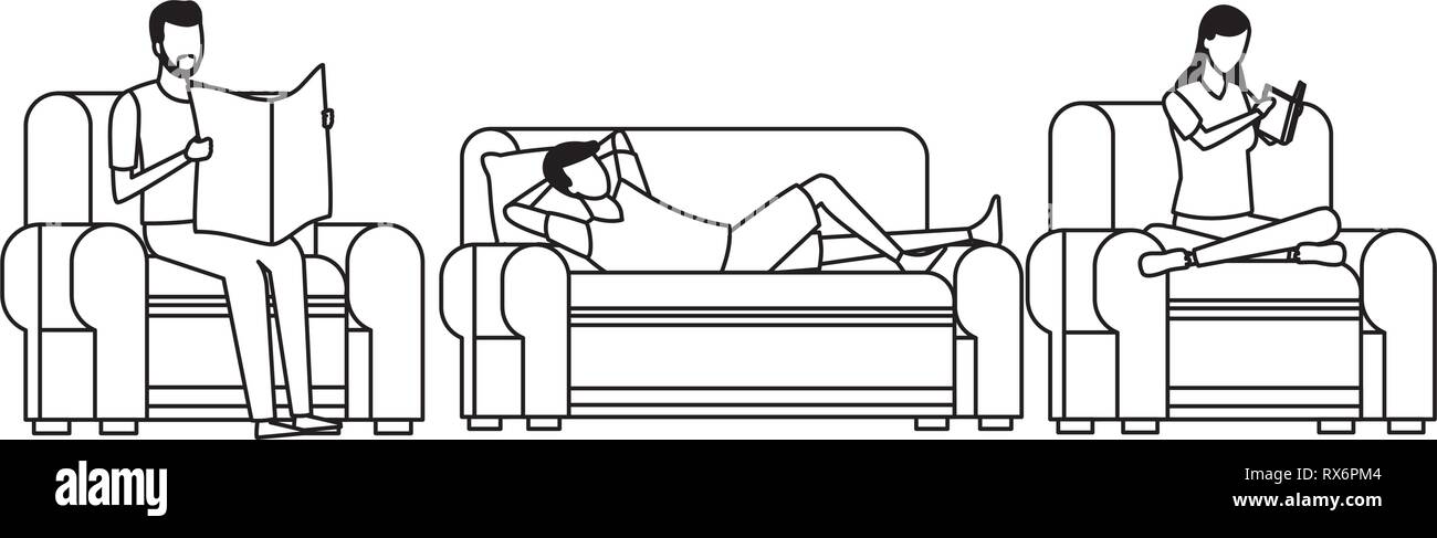 faceless people relax living room Stock Vector Image & Art - Alamy